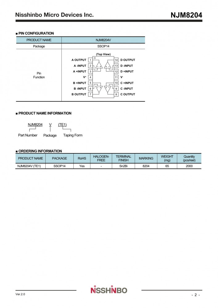 NJM8204 datasheet page 2