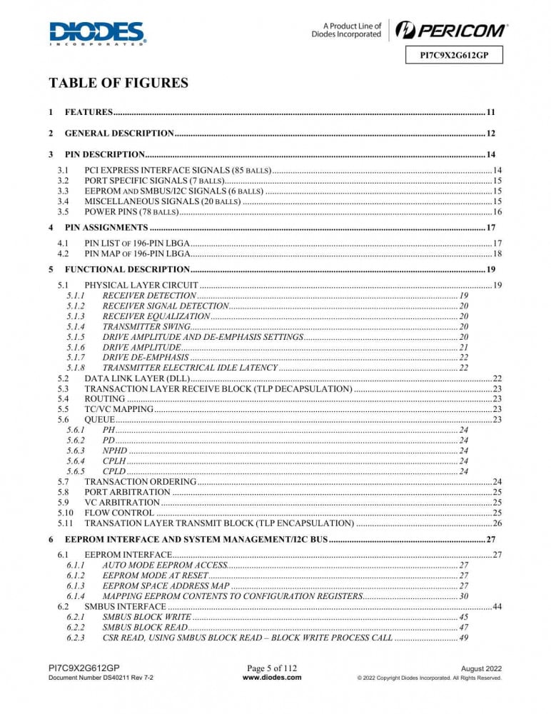 PI7C9X2G612GP datasheet page 5