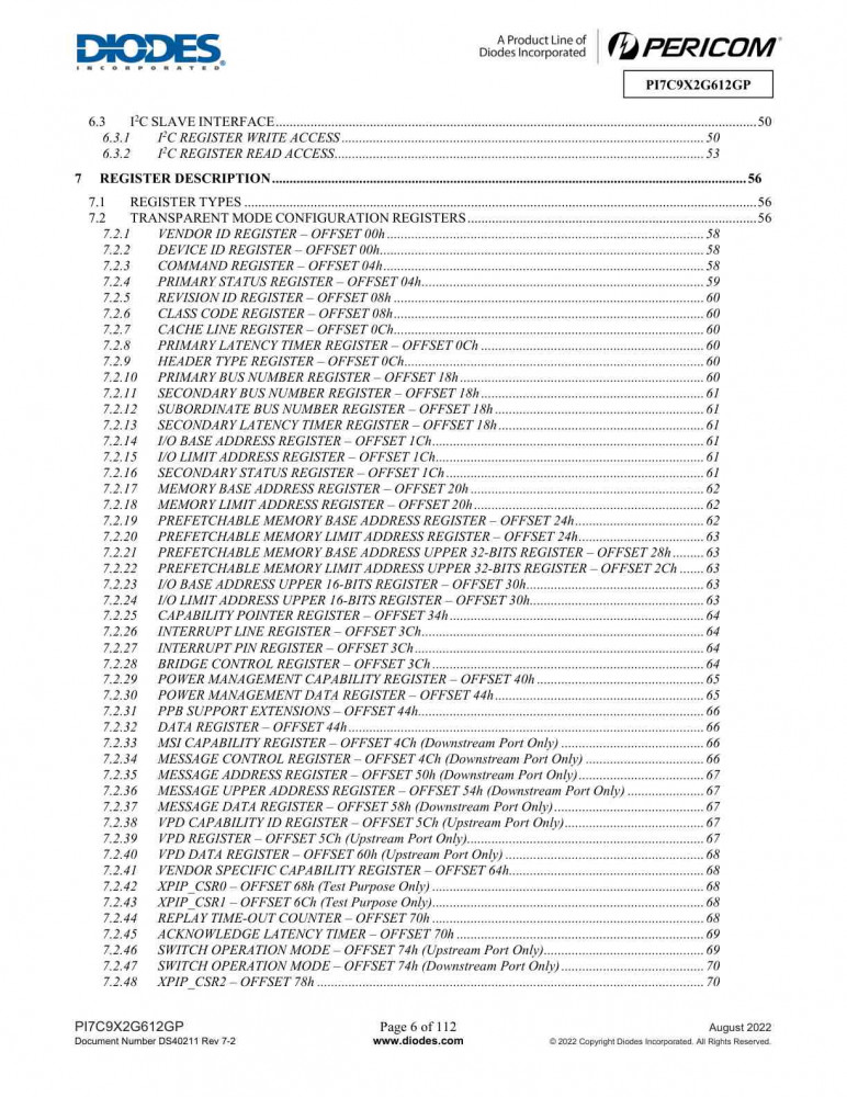 PI7C9X2G612GP datasheet page 6