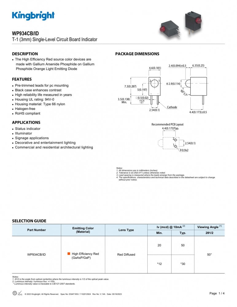 WP934CB/ID datasheet page 1