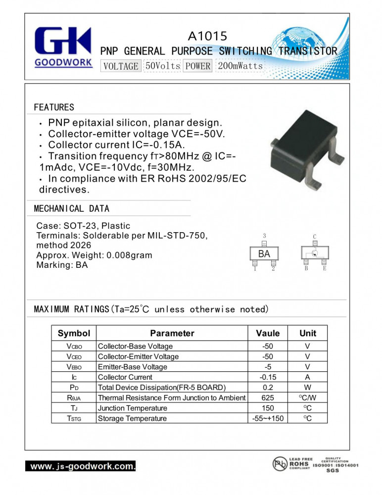 A1015 technical document page 1
