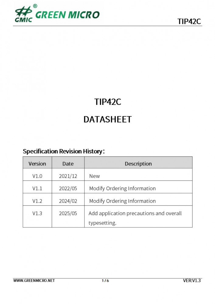 TIP42CT datasheet page 1