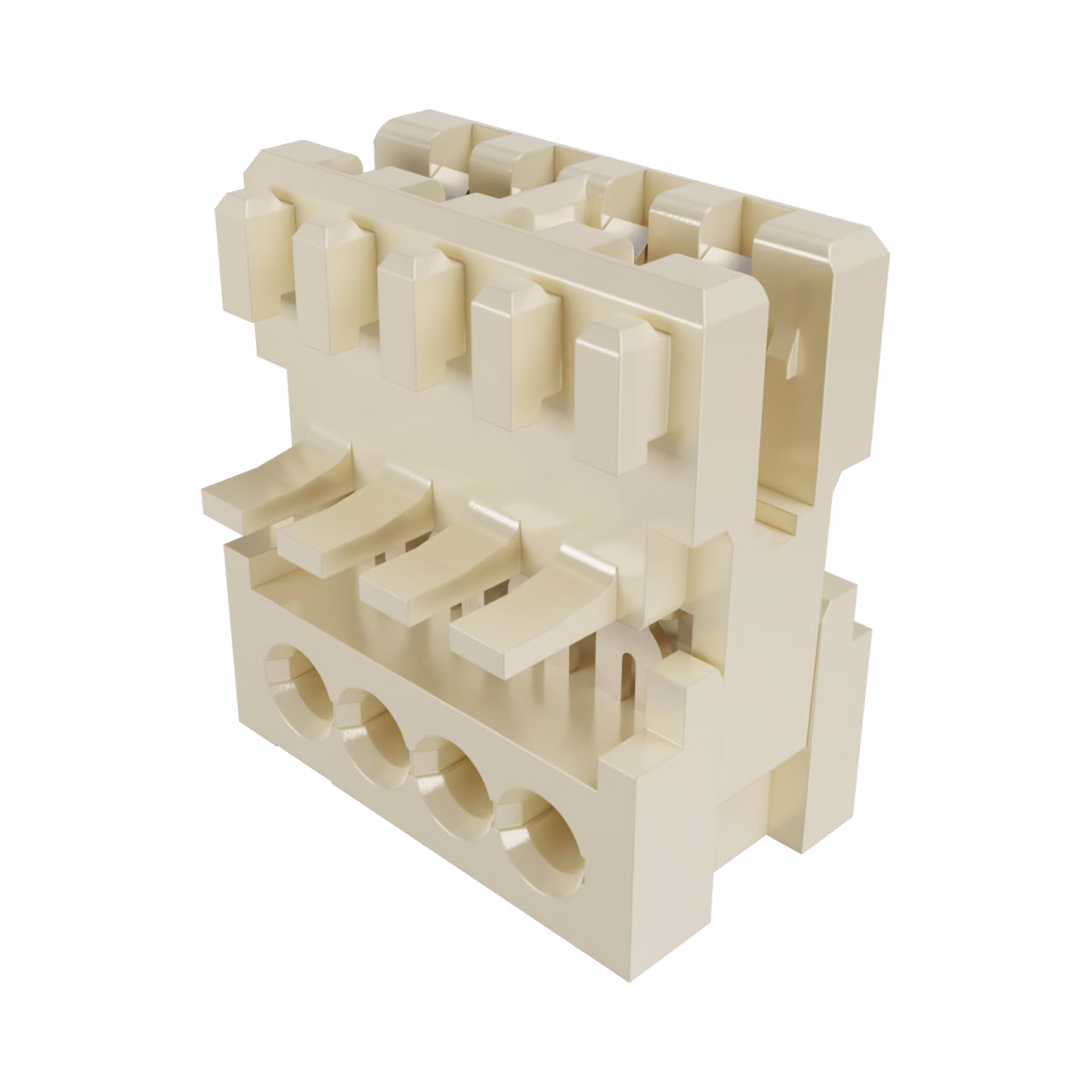 Appli-Mate RAST 2.5 Connector, 2.50mm Pitch, Female, 4 Circuits, No Position Keys Removed, Polarizing Rib Between 2/3, Locking Pips, Open Endwalls, Tin Plating for sale