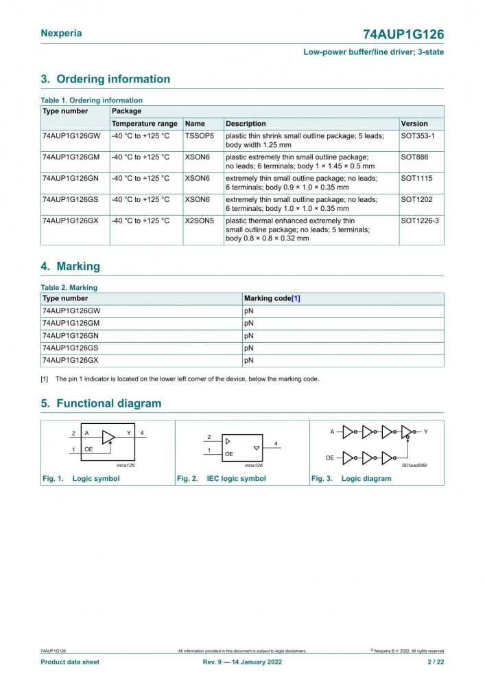 74AUP1G126GW datasheet page 2