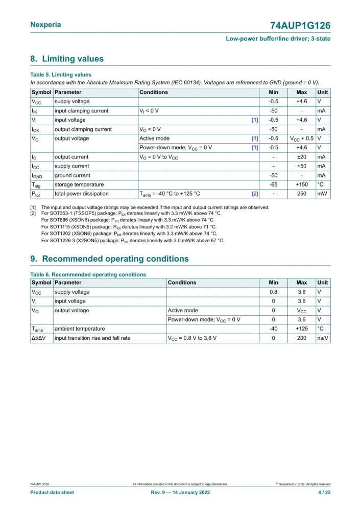 74AUP1G126GW datasheet page 4