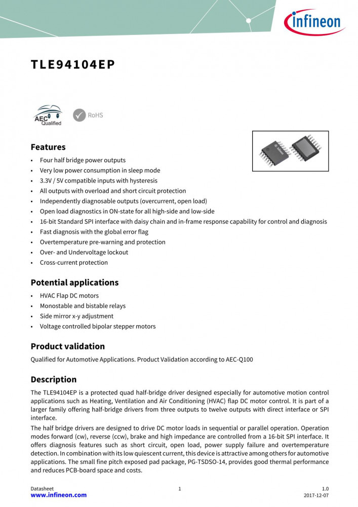 TLE94104EP datasheet page 1