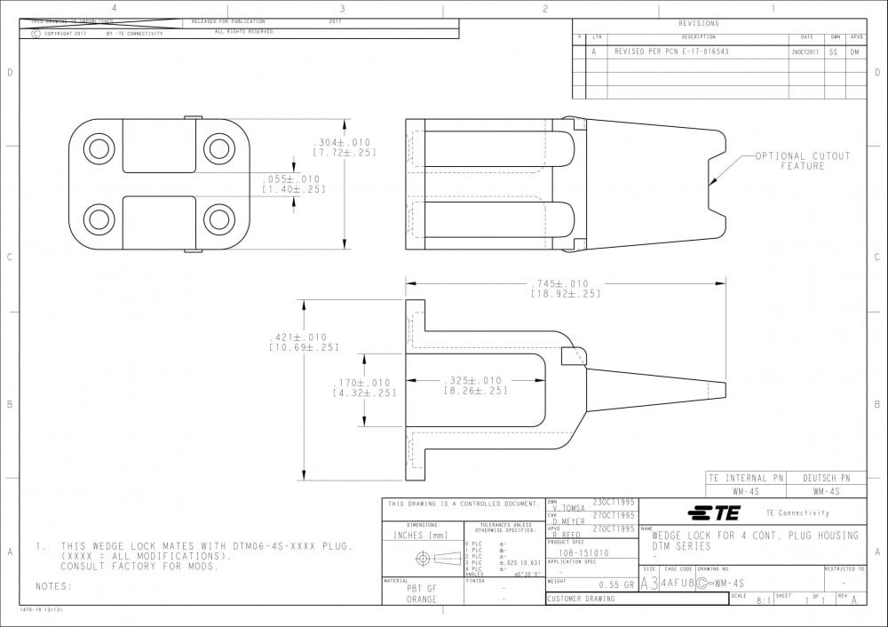 TE Connectivity WM-4S customer drawing preview