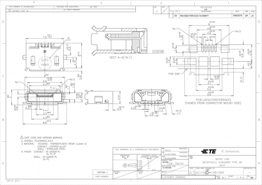 TE Connectivity 1981584-1 technical document page 1