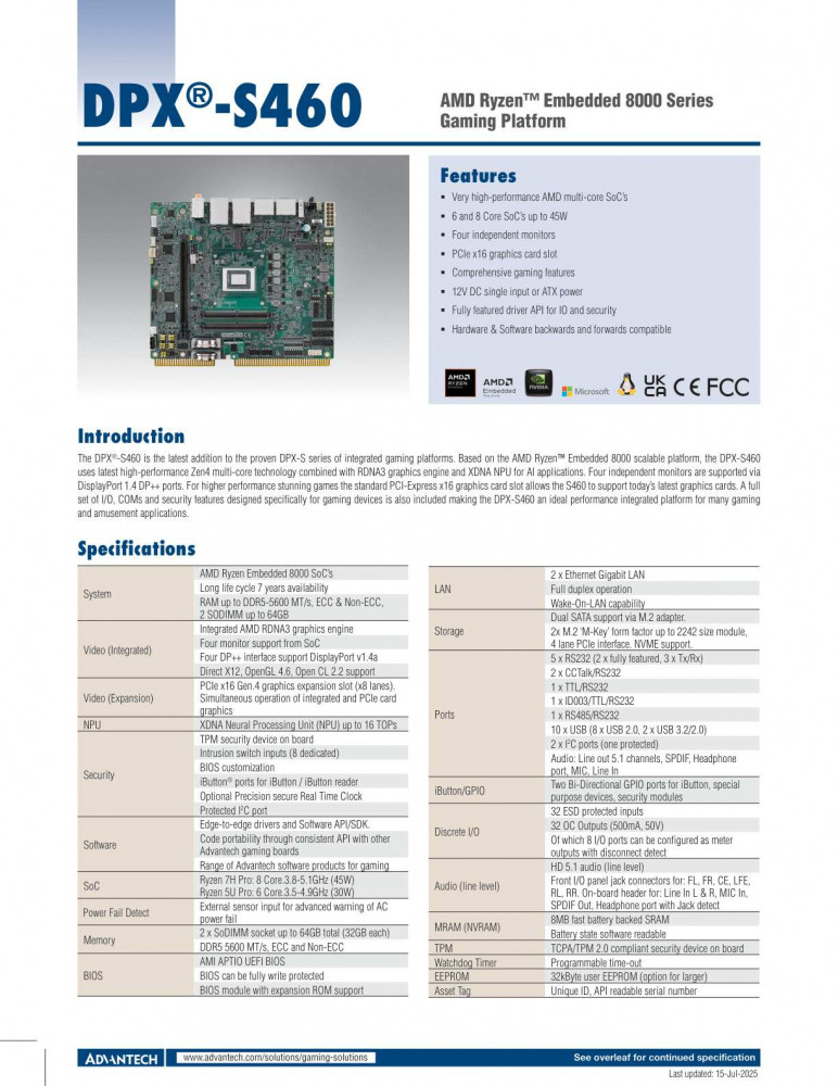 DPX-S460 product document page 1