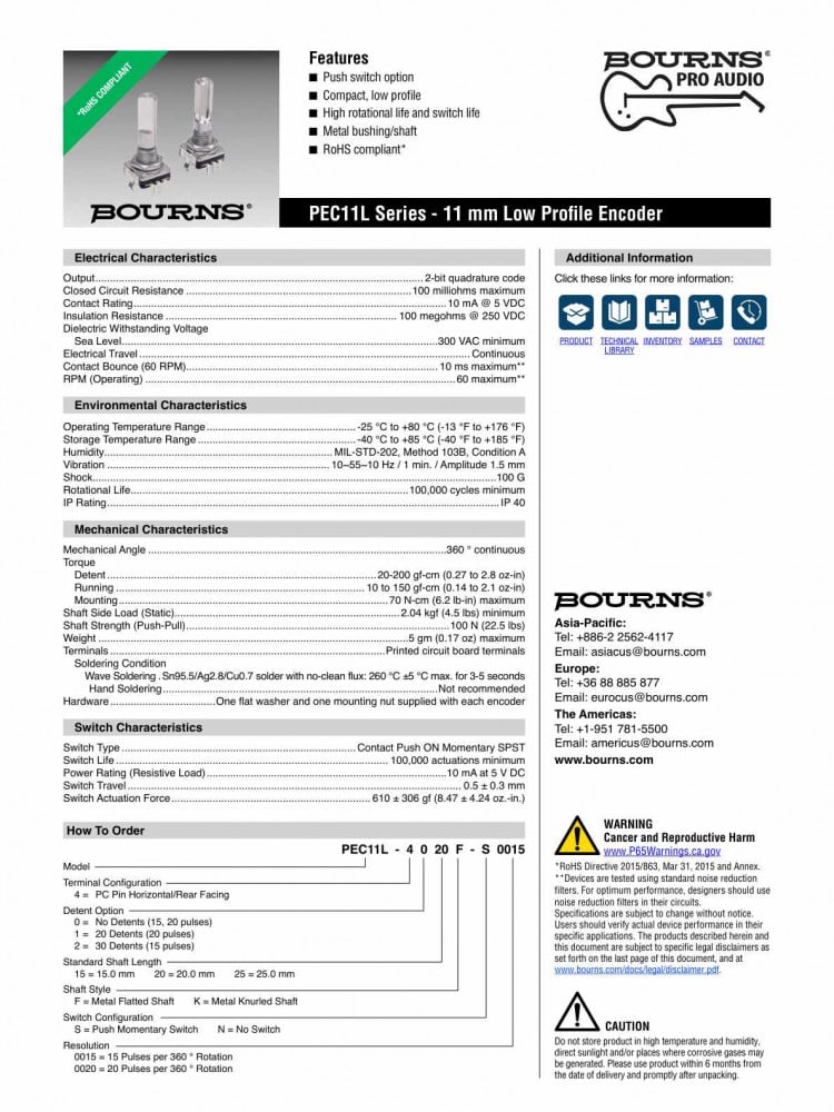 BOURNS PEC11L series datasheet page 1