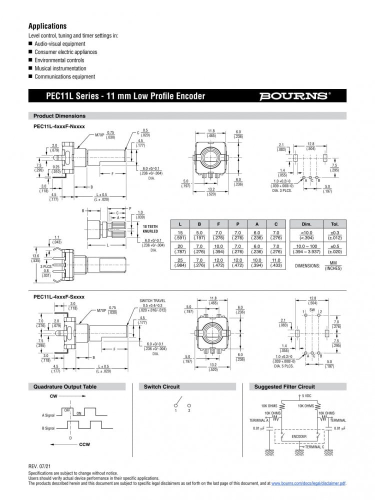 BOURNS PEC11L series datasheet page 2