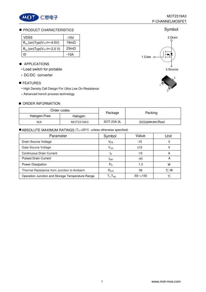 MOT2319A3 datasheet page 1