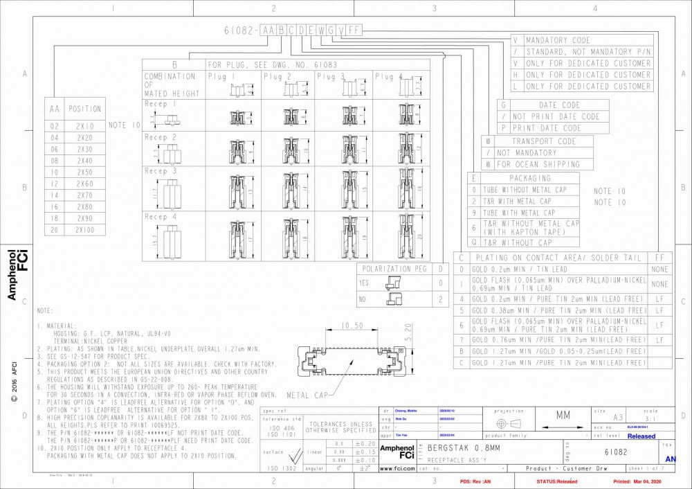 Amphenol 61082 drawing page 1