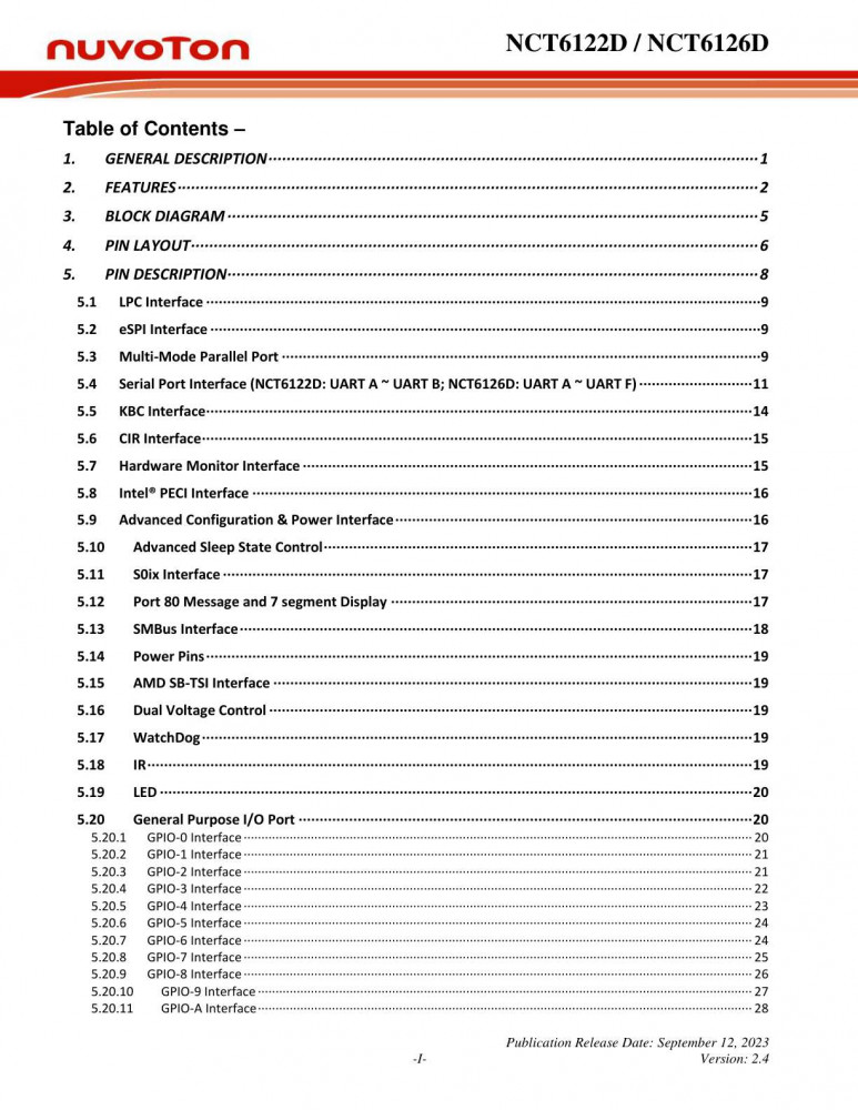 NCT6126D datasheet page 2