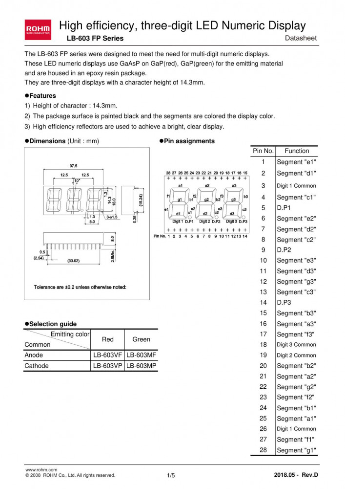 LB-603VF datasheet page 1