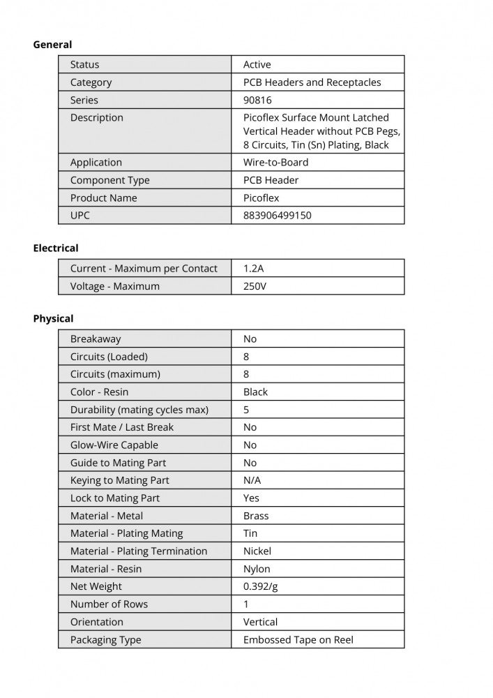 MOLEX 908160508 technical document page 2