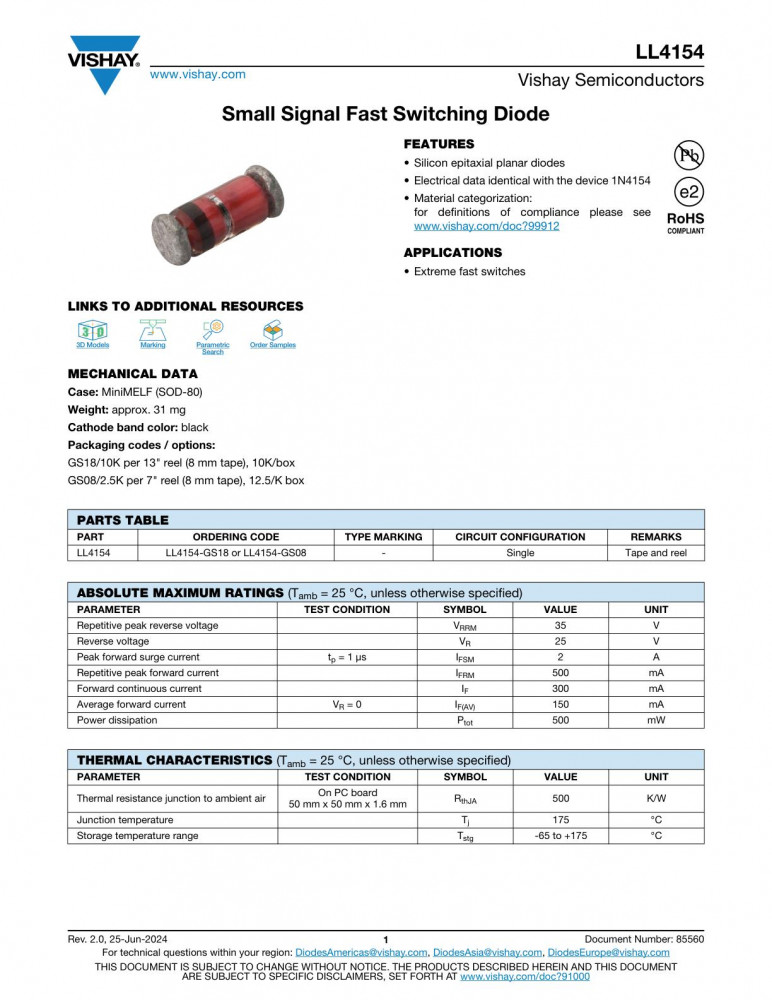 LL4154-GS datasheet page 1