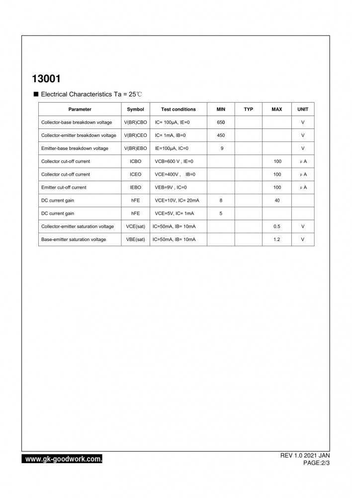 GOODWORK 13001 datasheet page 2