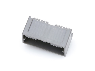 Mini50 Unsealed Right-Angle Header, UL 94 HB, Dual Row, 20 Circuit, Polarization Option C, 2.80mm Pin Length, Dark Gray, Tape and Reel