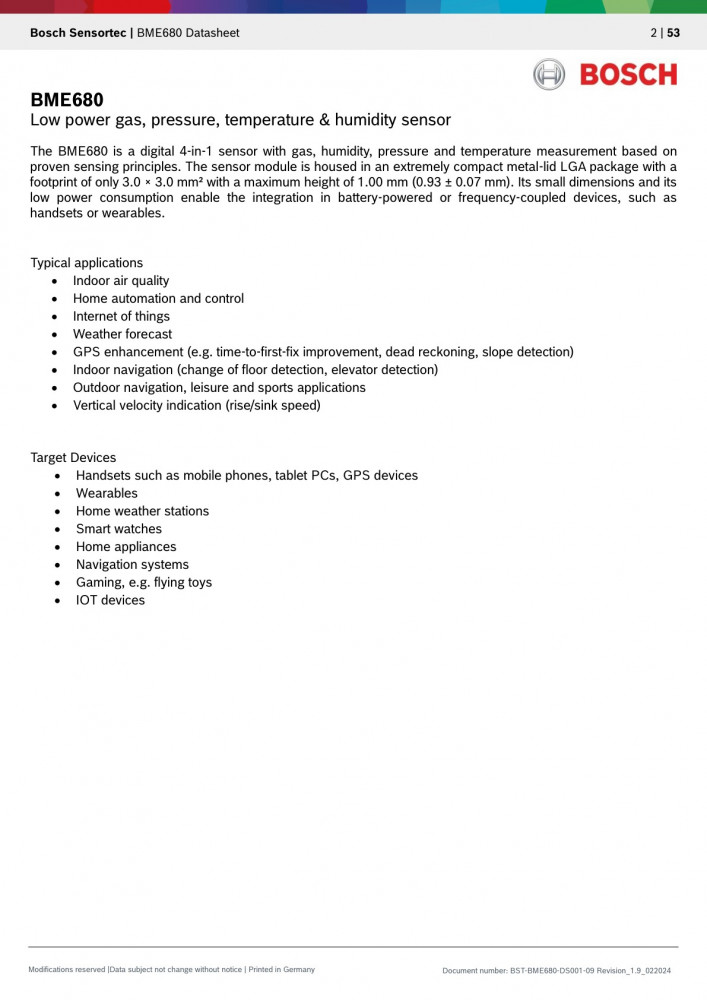 BME680 datasheet page 2
