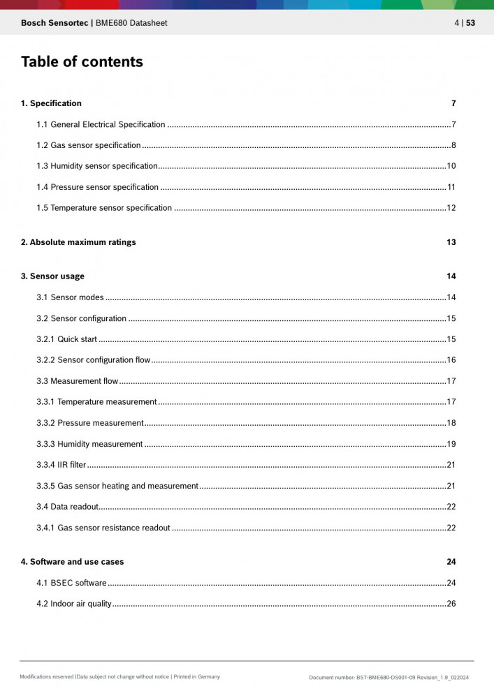 BME680 datasheet page 4