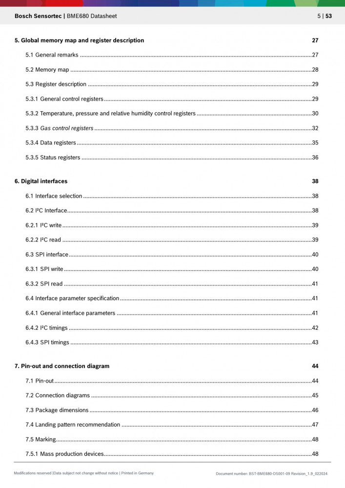 BME680 datasheet page 5