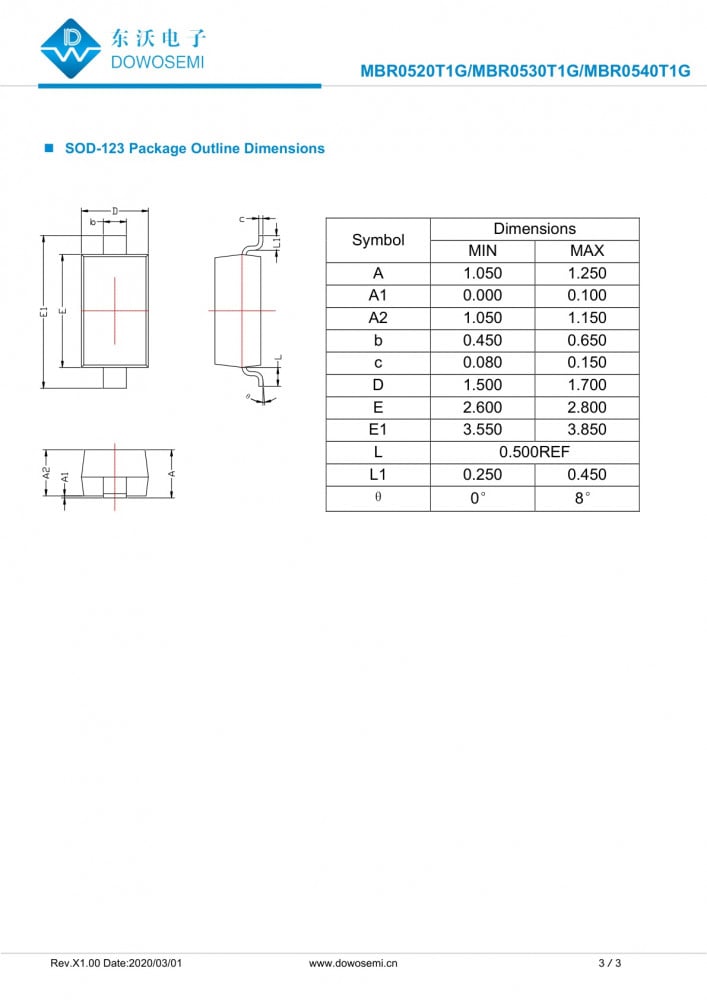 MBR0540T1G datasheet page 3