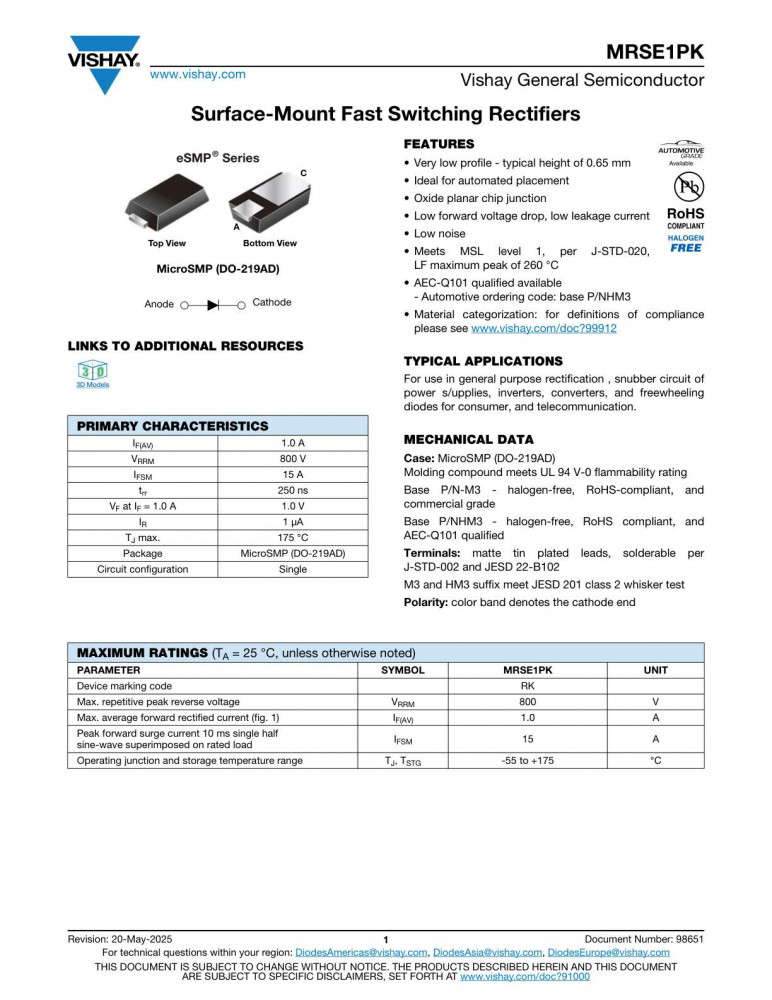 MRSE1PK datasheet page 1