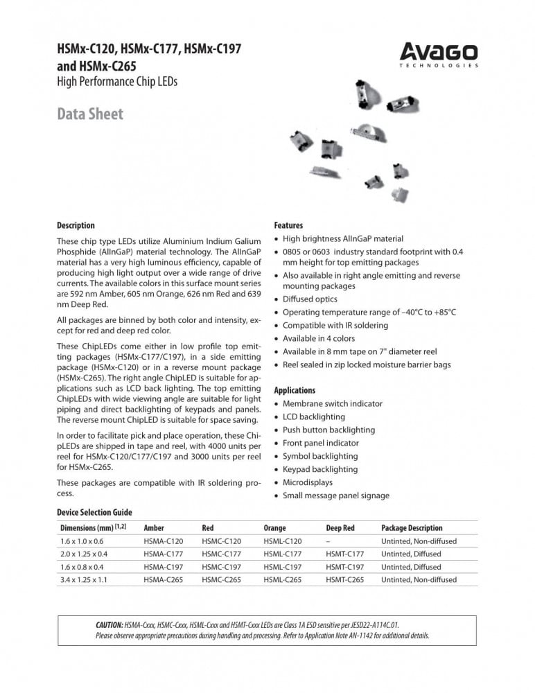 HSML-C265 datasheet page 1