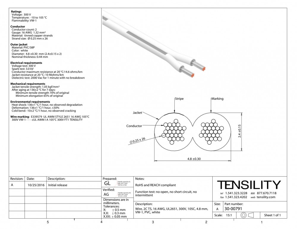 Tensility International part 30-00791 product drawing