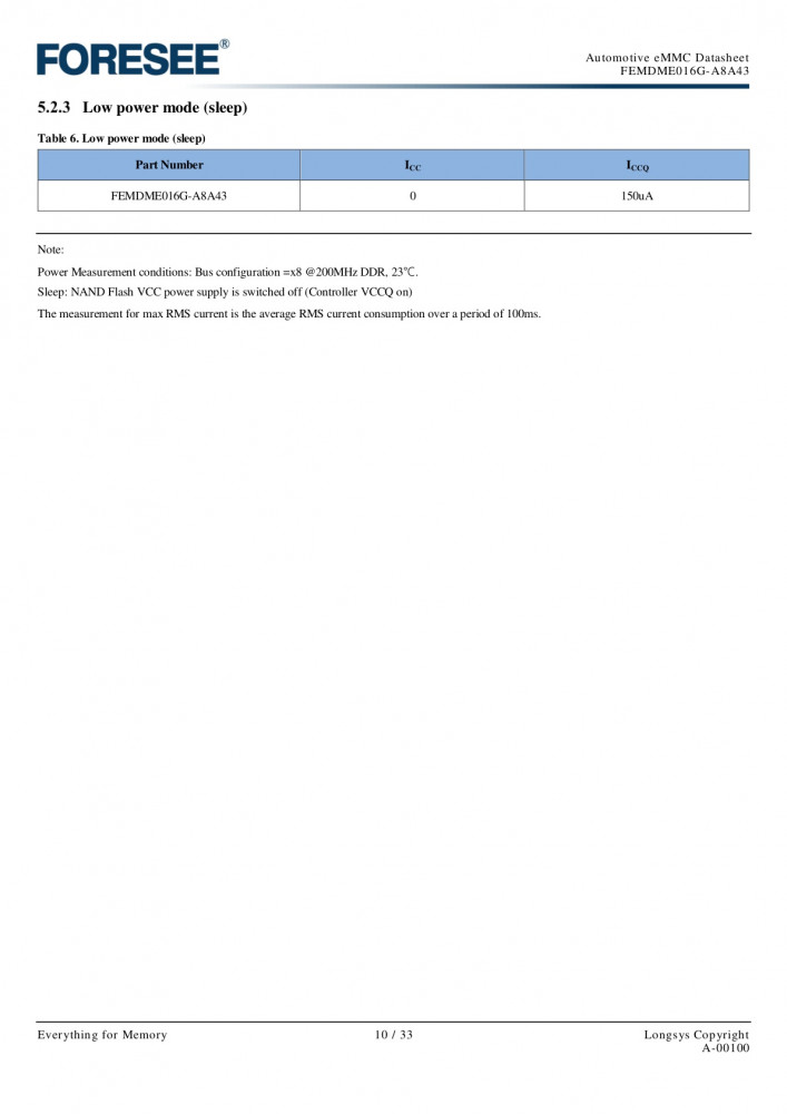 FORESEE FEMDME016G-A8A43 datasheet page 10