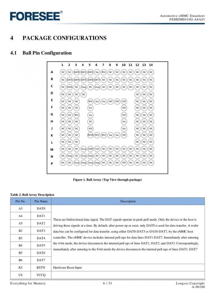 FORESEE FEMDME016G-A8A43 datasheet page 6