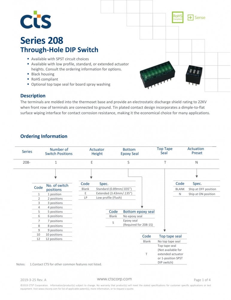 CTS 208 series product description