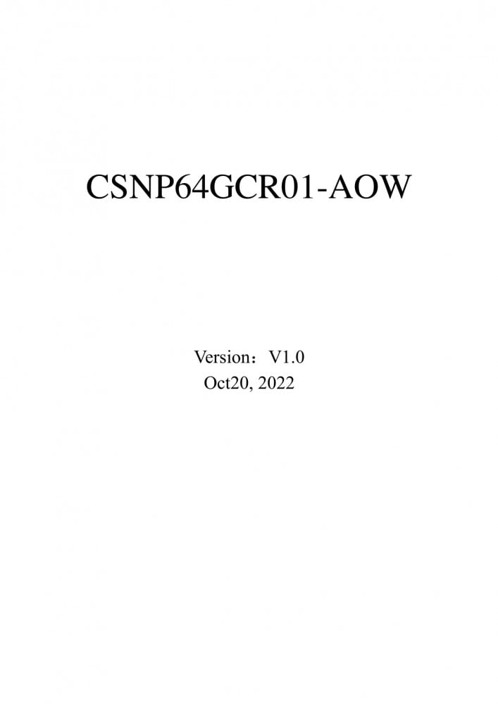 CSNP64GCR01-AOW datasheet page 1
