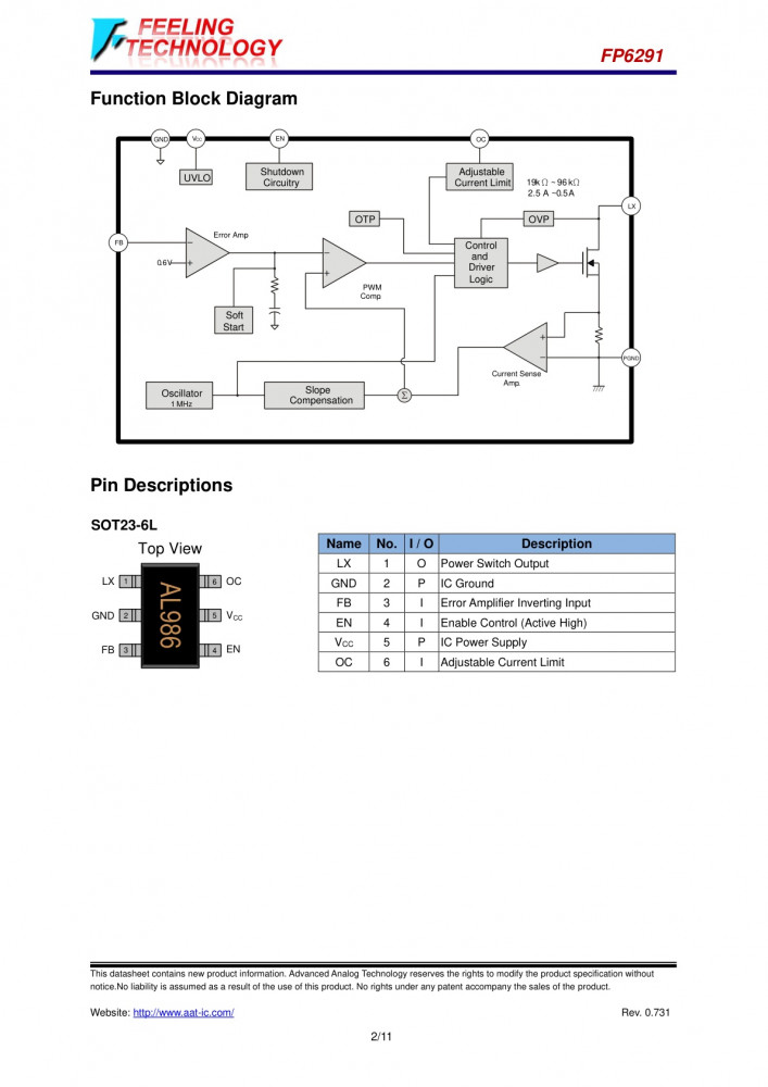 FP6291LR-G12 datasheet page 2
