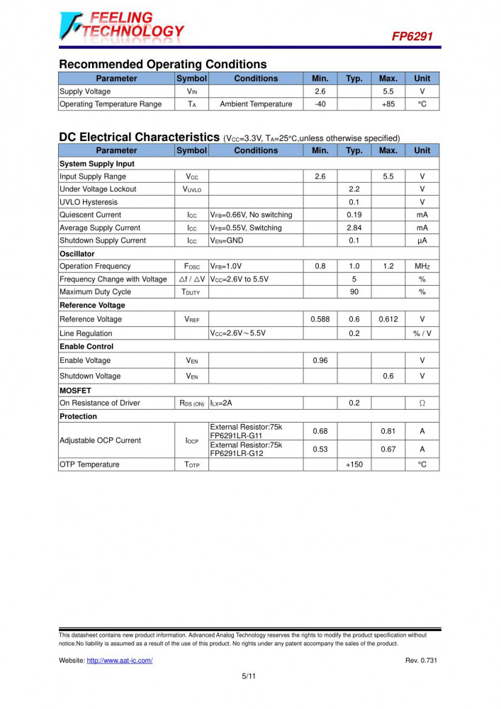 FP6291LR-G12 datasheet page 5