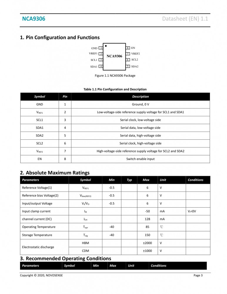 NCA9306 datasheet page 3