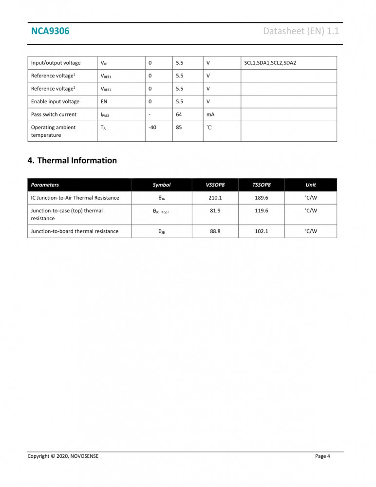 NCA9306 datasheet page 4