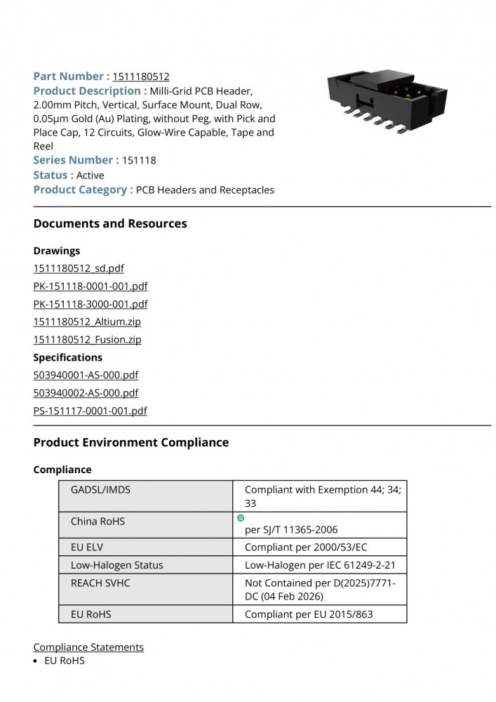 Molex Milli-Grid specification page 1