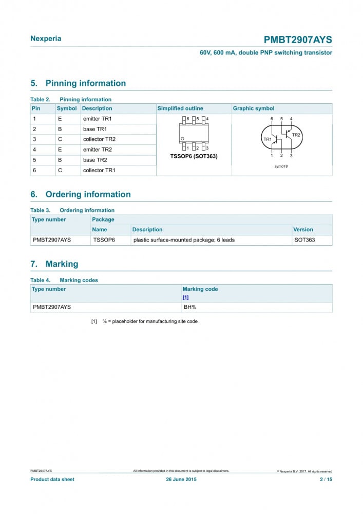 PMBT2907AYSX datasheet page 2