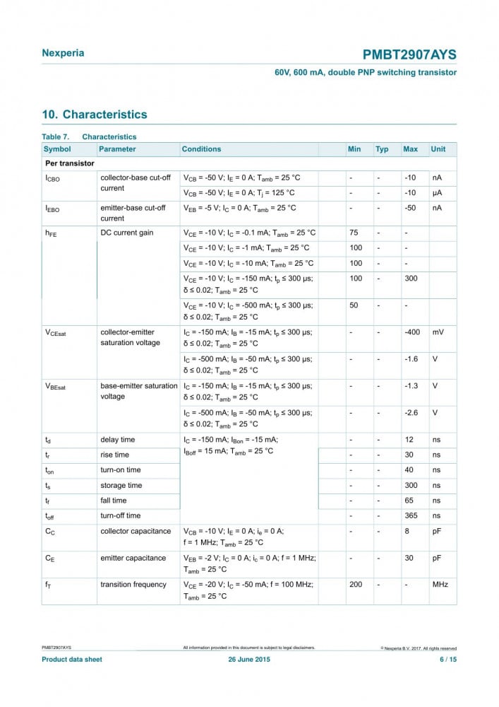 PMBT2907AYSX datasheet page 6