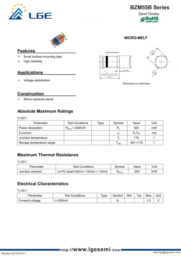 LGE BZM55B5V1 datasheet page 1