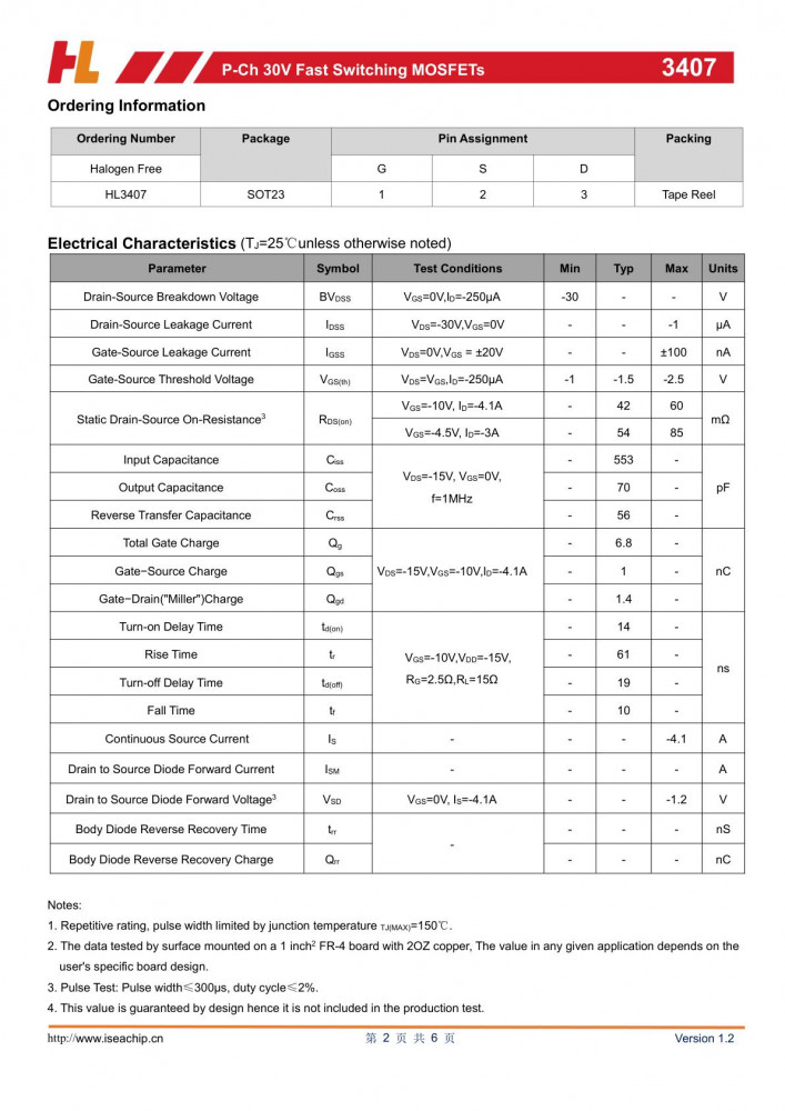 HL 3407 datasheet page 2