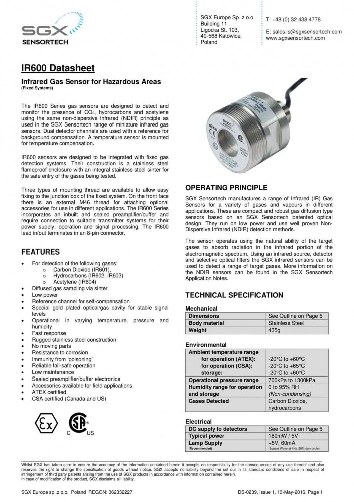 IR600 datasheet page 1