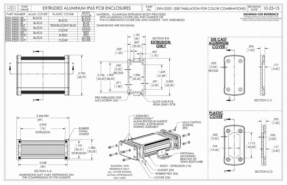 Bud Industries EXN-23351-BK reference product drawing