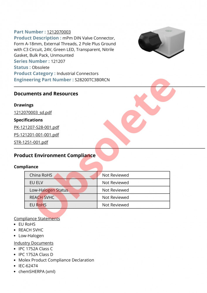 DIN valve connector specification preview, page 1