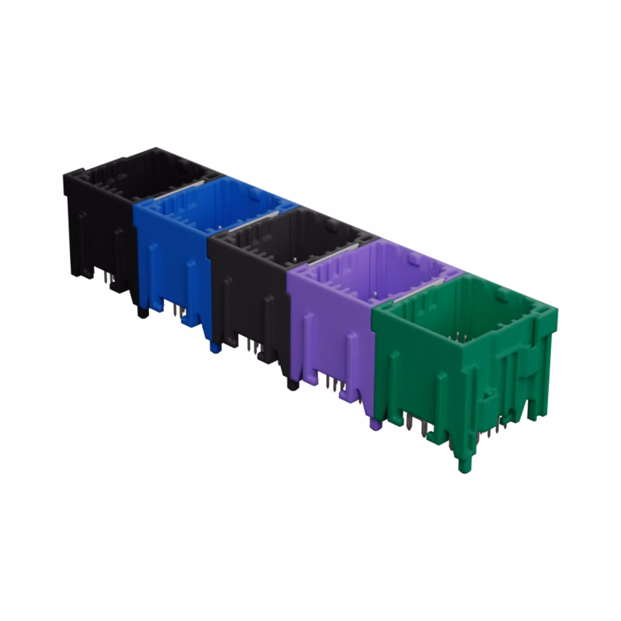 stAK50h 5 Bay Vertical Hybrid Header, 153 Circuits, Bay 1: 32 Circuits/Key 1/Black; Bay 2: 32 Circuits/Key 2/Blue; Bay 3: 32 Circuits/Key 3/Dark Gray; Bay 4: 32 Circuits/Key 4/Purple; Bay 5: 25 Circuits/Key 1/Green; Tray for sale