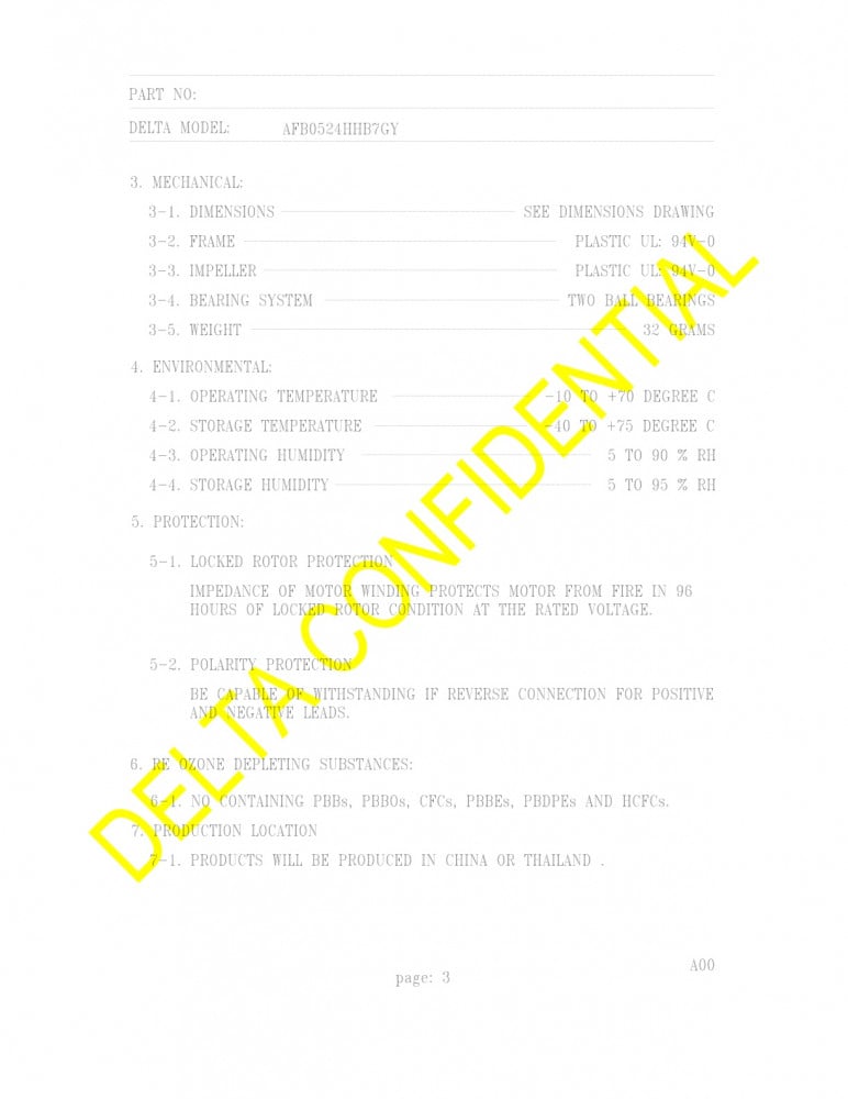 Delta AFB0524HHB7GY specification page 5