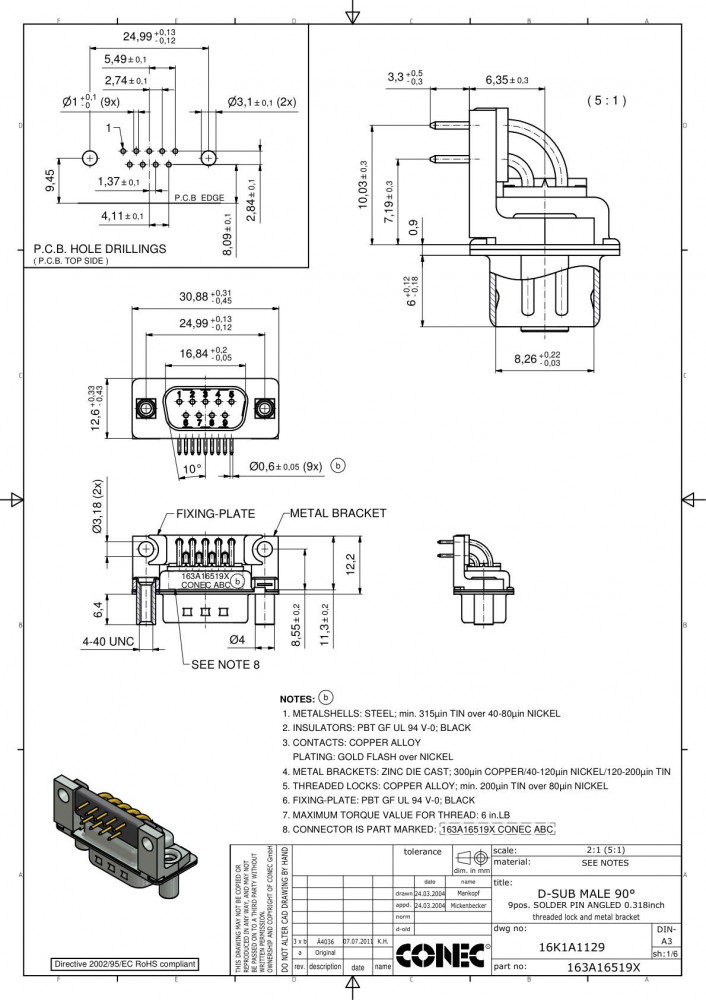 Conec D-Sub drawing page 1