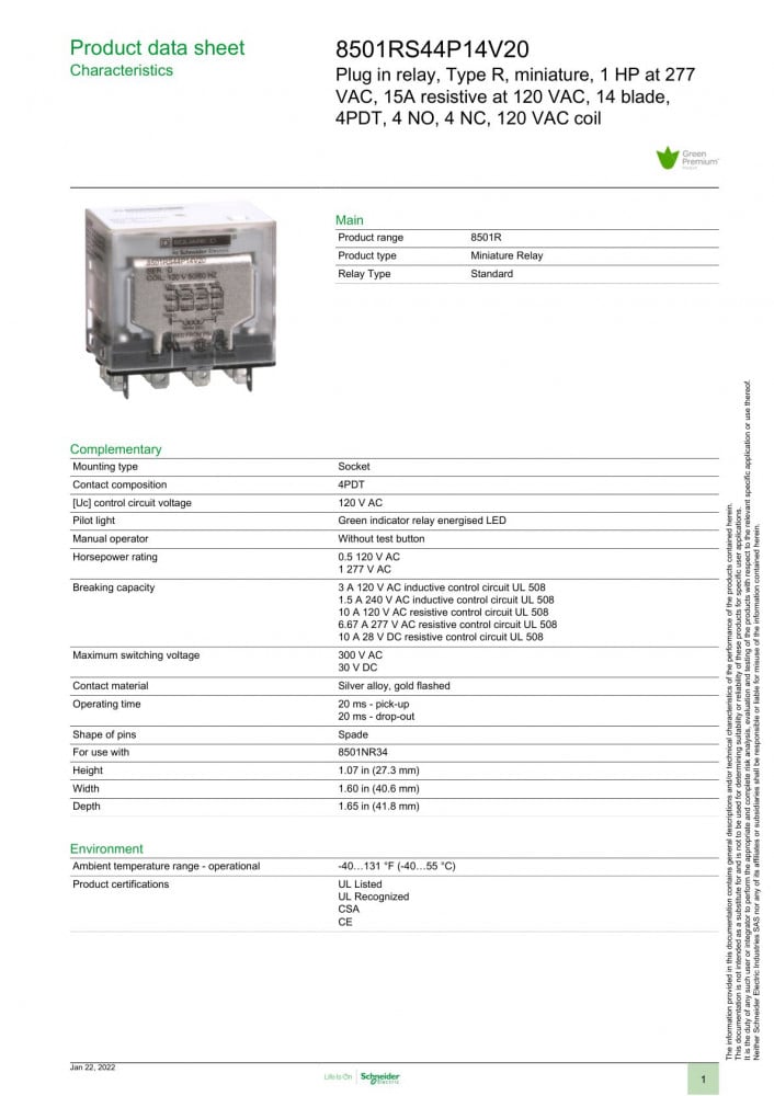 8501RS44P14V20 technical document page 1